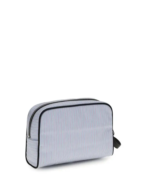 Dolce & Gabbana Striped Poplin And Leather Handbag - Blue