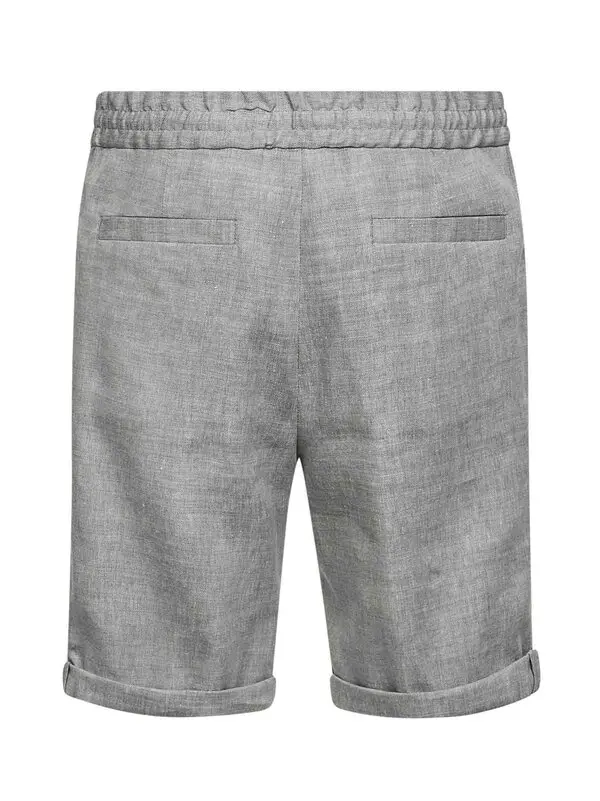 Brunello Cucinelli Light Brown Linen And Virgin Wool Chevron Bermuda Shorts
