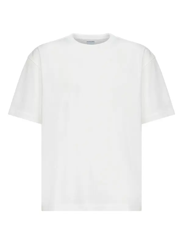 Bottega Veneta Chalk Cotton Jersey T-shirt With Intrecciato Patch - Multicolor