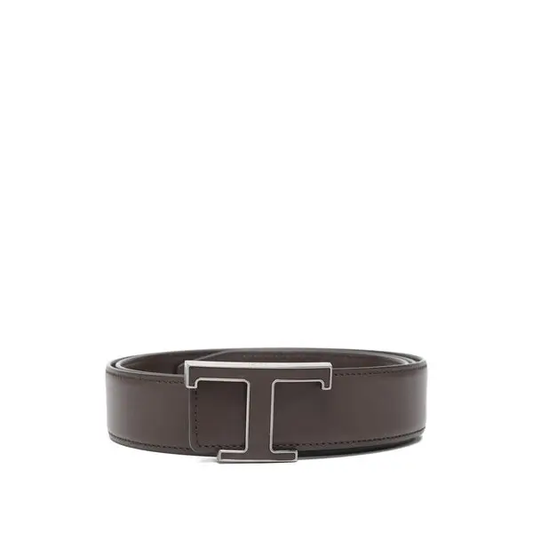 TOD'S Logo Buckle Leather Belt - Brown