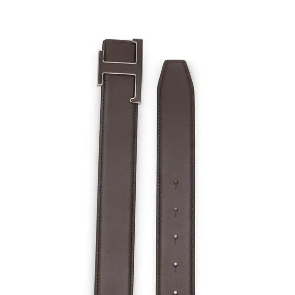 TOD'S Logo Buckle Leather Belt - Brown