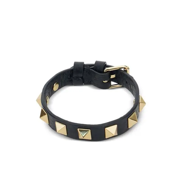 Valentino Garavani Rockstud Embellished Leather Bracelet - Black