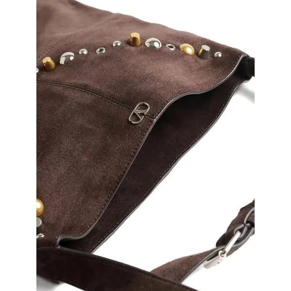 Valentino Garavani Studded Suede Shoulder Bag With Fringe