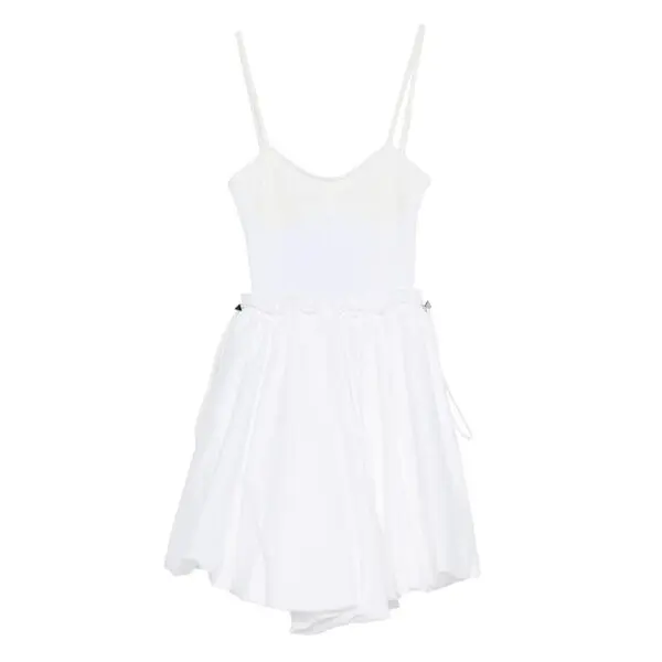 Attico Cotton Blend Peplum Hem Dress - White