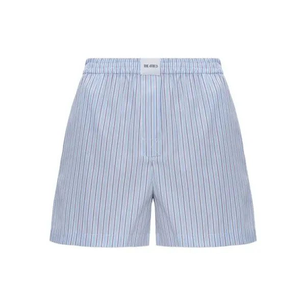 Attico Striped Cotton Shorts - Blue