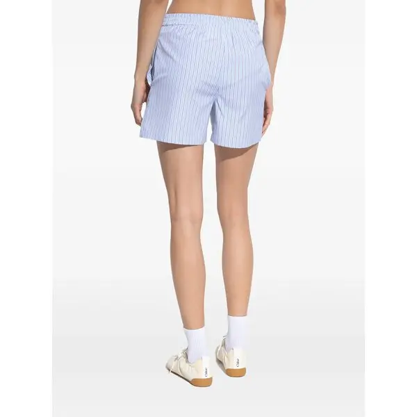 Attico Striped Cotton Shorts - Blue