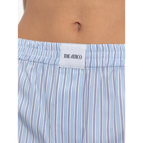 Attico Striped Cotton Shorts - Blue
