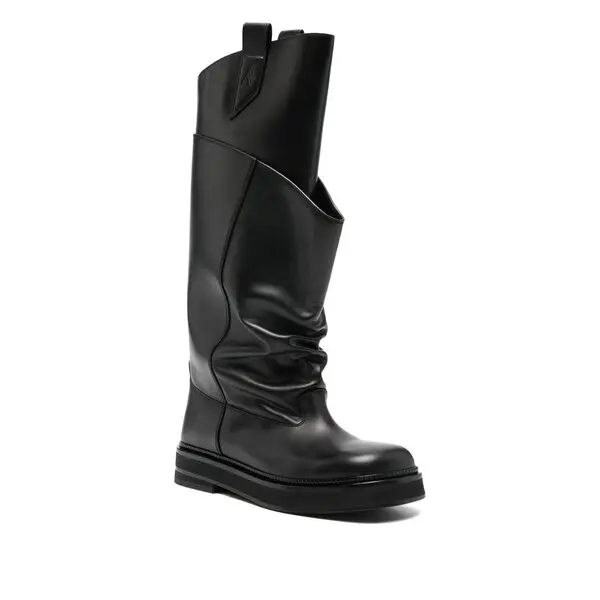 Attico Pull-tab Leather Boots - Black