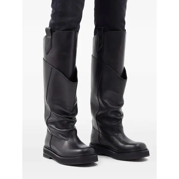 Attico Pull-tab Leather Boots - Black