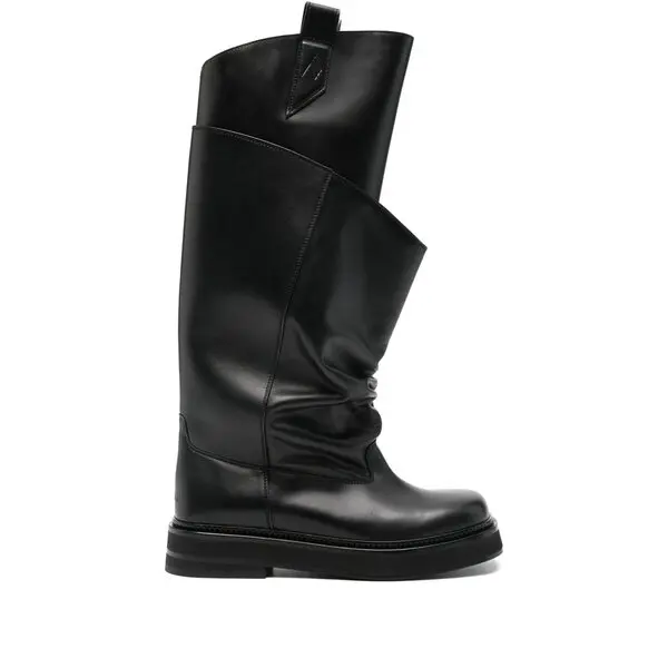 Attico Pull-tab Leather Boots - Black
