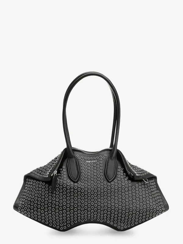 Alexander McQueen Manta Leather Shoulder Bag With All-over Metal Details - Multicolor