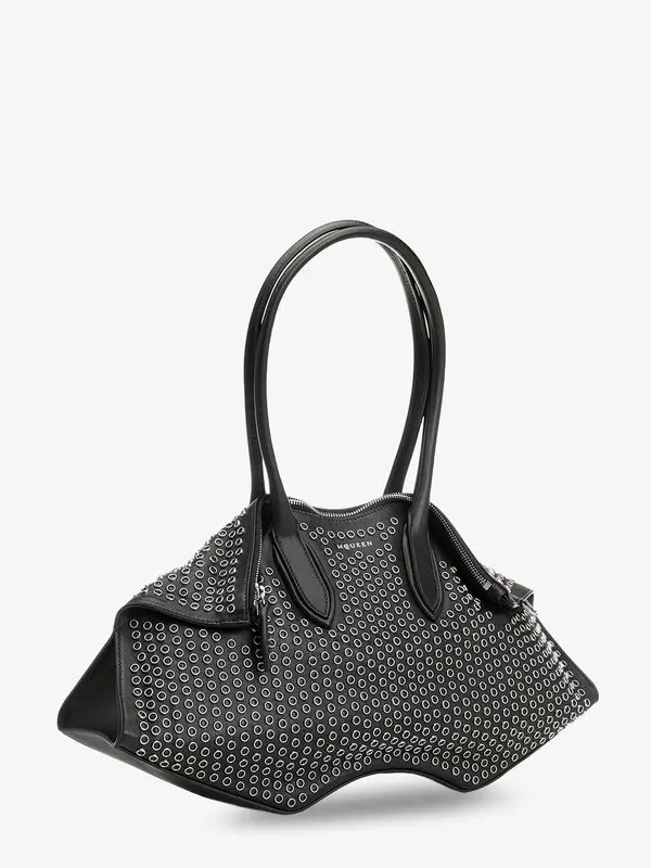 Alexander McQueen Manta Leather Shoulder Bag With All-over Metal Details - Multicolor