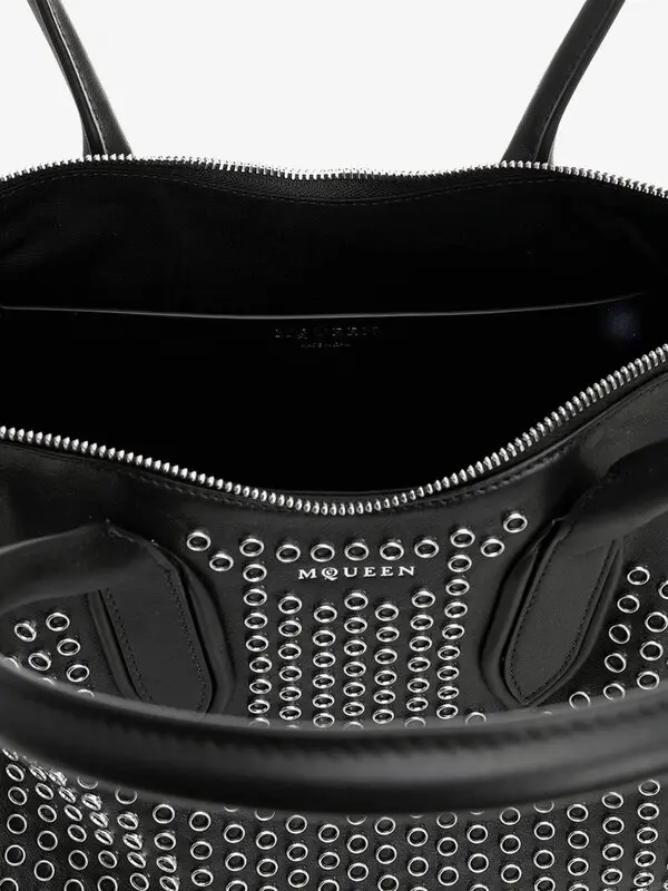 Alexander McQueen Manta Leather Shoulder Bag With All-over Metal Details - Multicolor