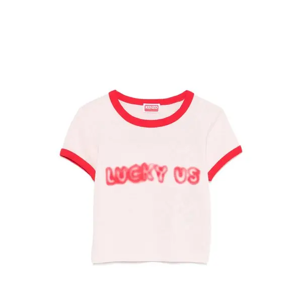 Kenzo Graphic Ringer Trim Cropped T-shirt