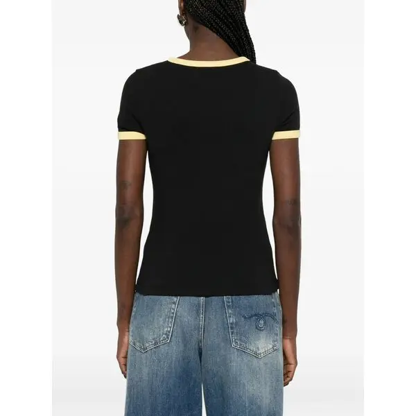 Kenzo Organic Cotton Blend T-shirt With Contrasting Trim And Logo Appliqu - Black