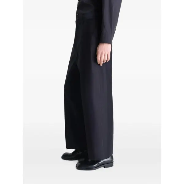 LEMAIRE Wide-leg Cotton Trousers - Black