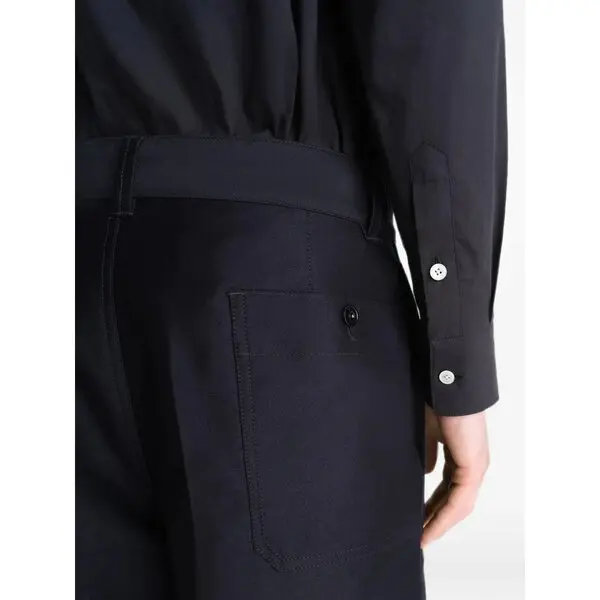 LEMAIRE Wide-leg Cotton Trousers - Black
