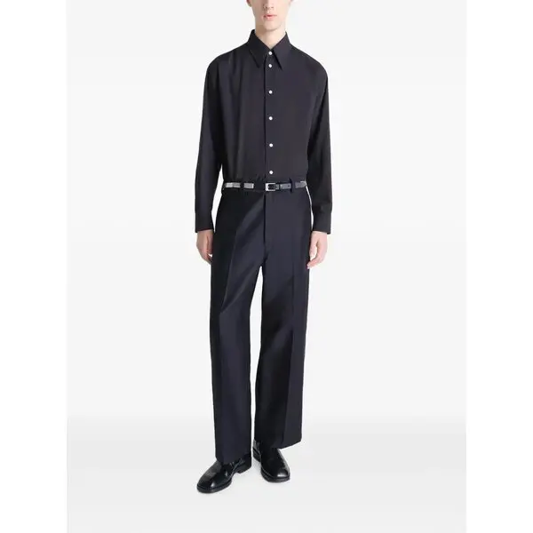 LEMAIRE Wide-leg Cotton Trousers - Black