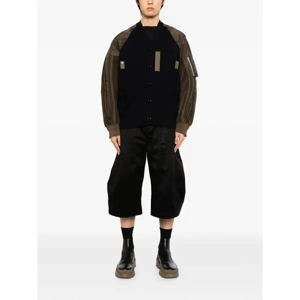 Sacai Bomber Jacket With V-neck And Ribbed Hem