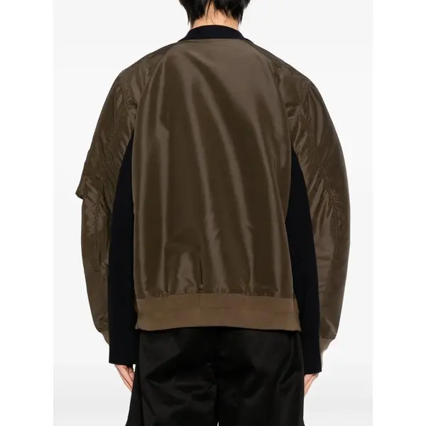 Sacai Bomber Jacket With V-neck And Ribbed Hem