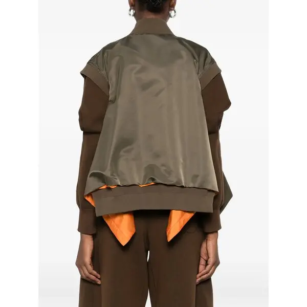 Sacai Zip-up Rib Knit Detailing Vest With Asymmetrical Hem
