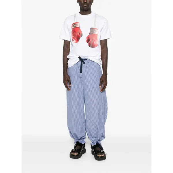 Sacai Cropped Balloon Leg Trousers In Stripe