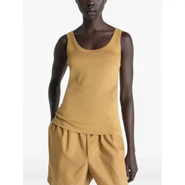 LEMAIRE Scoop Neck Sleeveless Cotton Tank Top - Yellow
