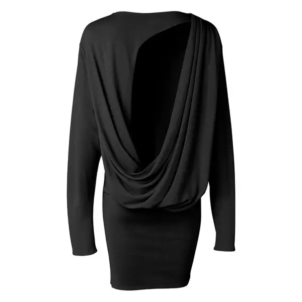 Jacquemus Boat Neck Long Sleeve Draped Cut-out Dress