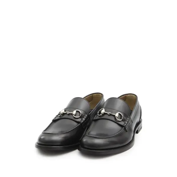 Gucci Leather Horsebit Detail Loafers