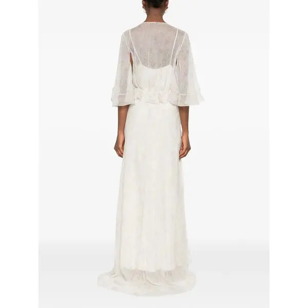 Alberta Ferretti Printed V-neck Silk Blend Dress