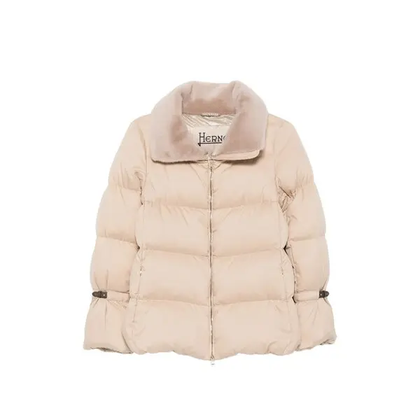 Herno Quilted Hooded Zip Up Down Jacket - Pink