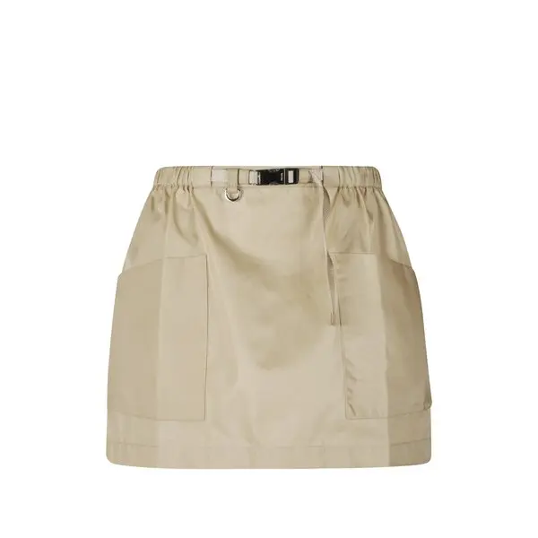 Prada Straight Skirt With Belted Waist And Triangle Logo
