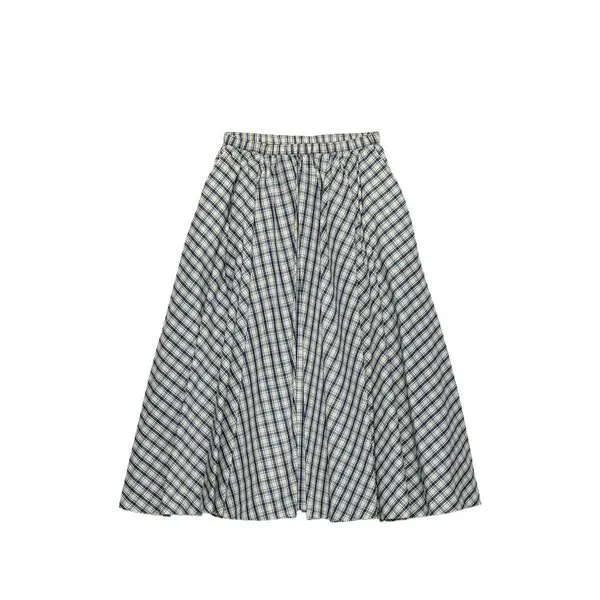 Prada Full Skirt With Check Print - Blue