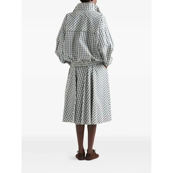 Prada Full Skirt With Check Print - Blue