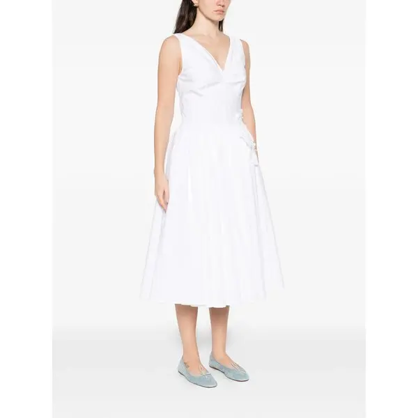 Prada Cotton Flower Appliqué Midi Dress