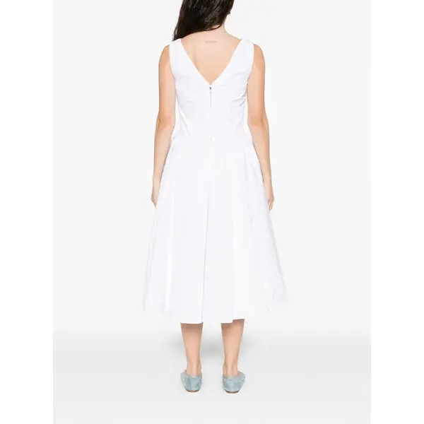 Prada Cotton Flower Appliqué Midi Dress