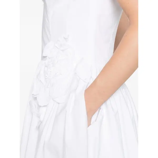 Prada Cotton Flower Appliqué Midi Dress