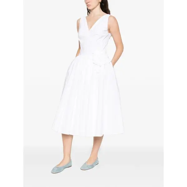Prada Cotton Flower Appliqué Midi Dress