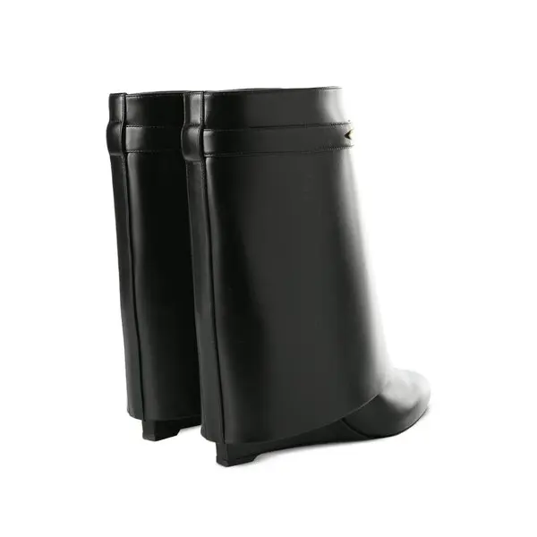 Givenchy Leather Wedge Heel Boots With Gold-tone Hardware - Black