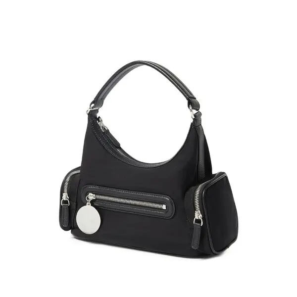 Stella McCartney Top Handle Shoulder Bag With Logo Charm - Black