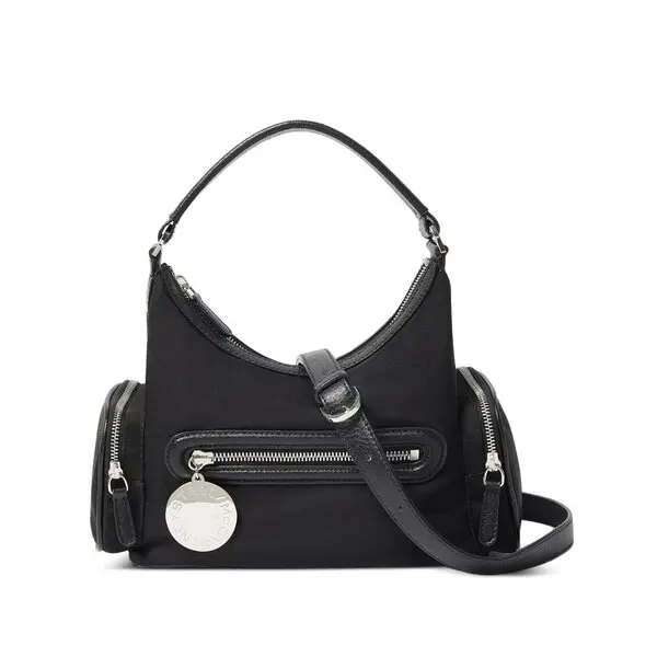 Stella McCartney Top Handle Shoulder Bag With Logo Charm - Black
