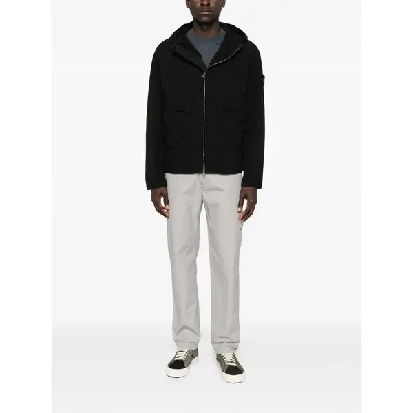Stone Island Hooded Zip-up Jacket - Black