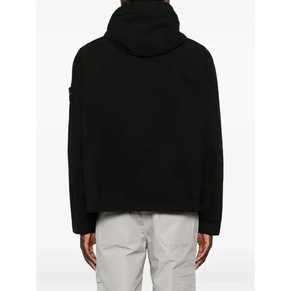 Stone Island Hooded Zip-up Jacket - Black