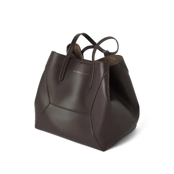 Brunello Cucinelli Calfskin Tote Bag - Brown