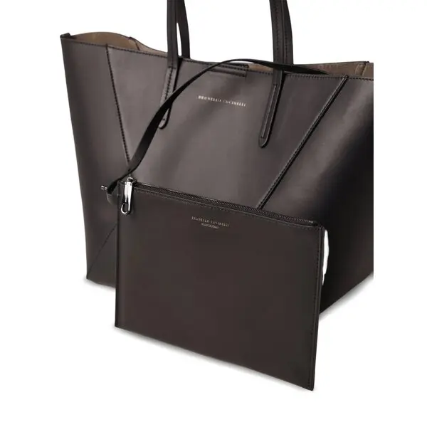 Brunello Cucinelli Calfskin Tote Bag - Brown