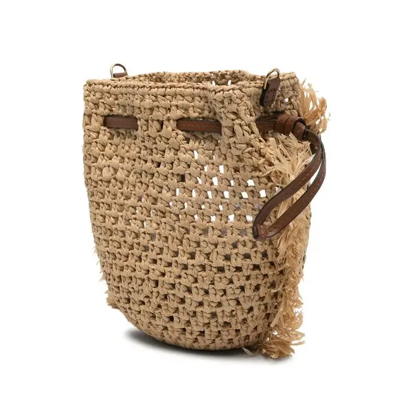 ANYA HINDMARCH Raffia Bucket Bag With Drawstring Fastening And Eye Detail