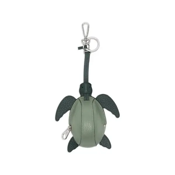 Mulberry Turtle Design Leather Keychain - Green