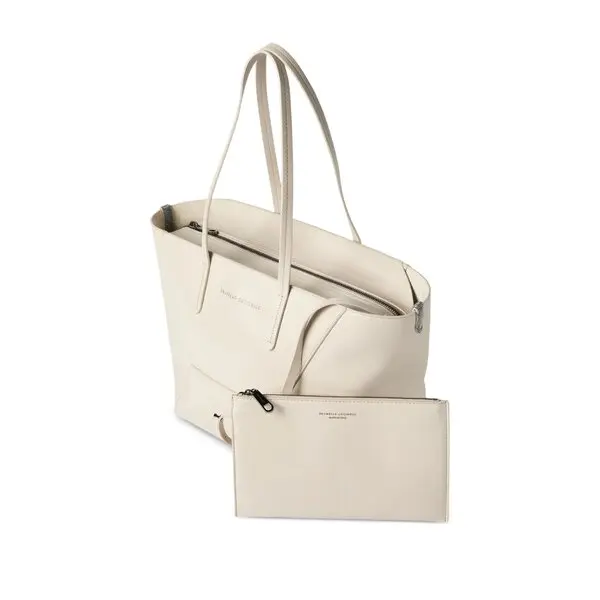 Brunello Cucinelli Leather Tote Bag With Monili Embroidery - Cream