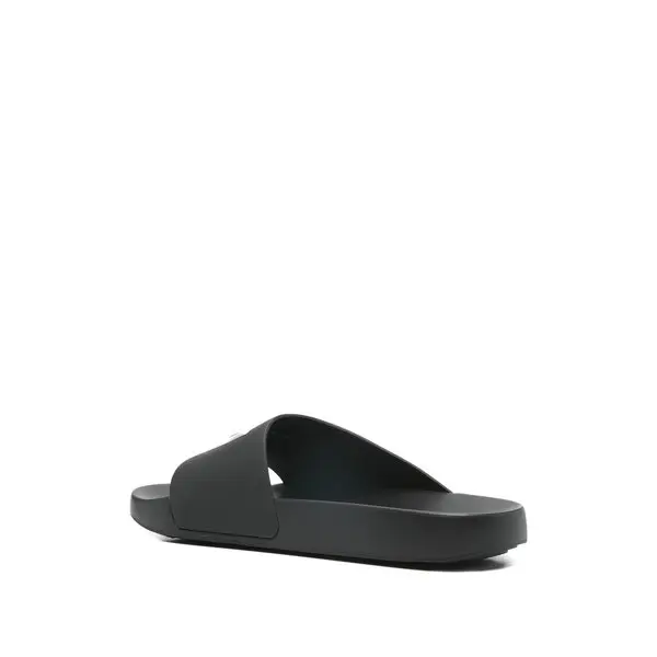 Givenchy Logo Detail Open Toe Flat Sole Slides - Black