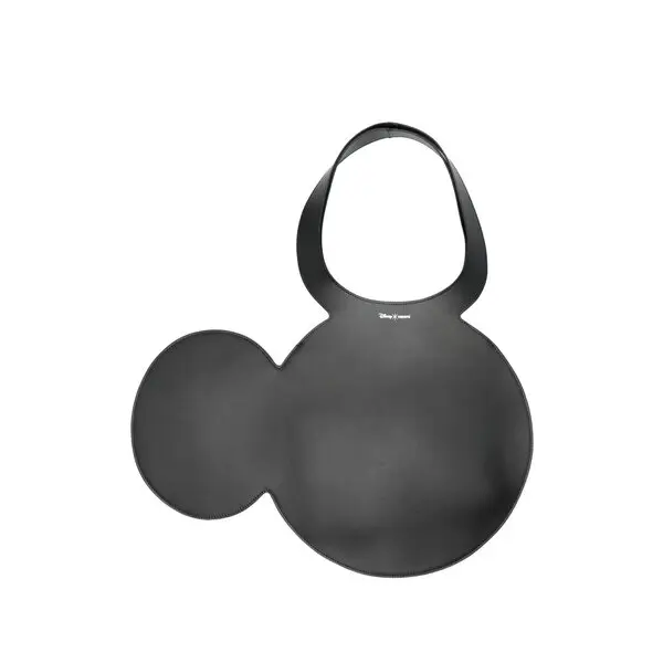 Coperni Leather Mickey Mouse Shape Logo Detail Tote Bag - Black